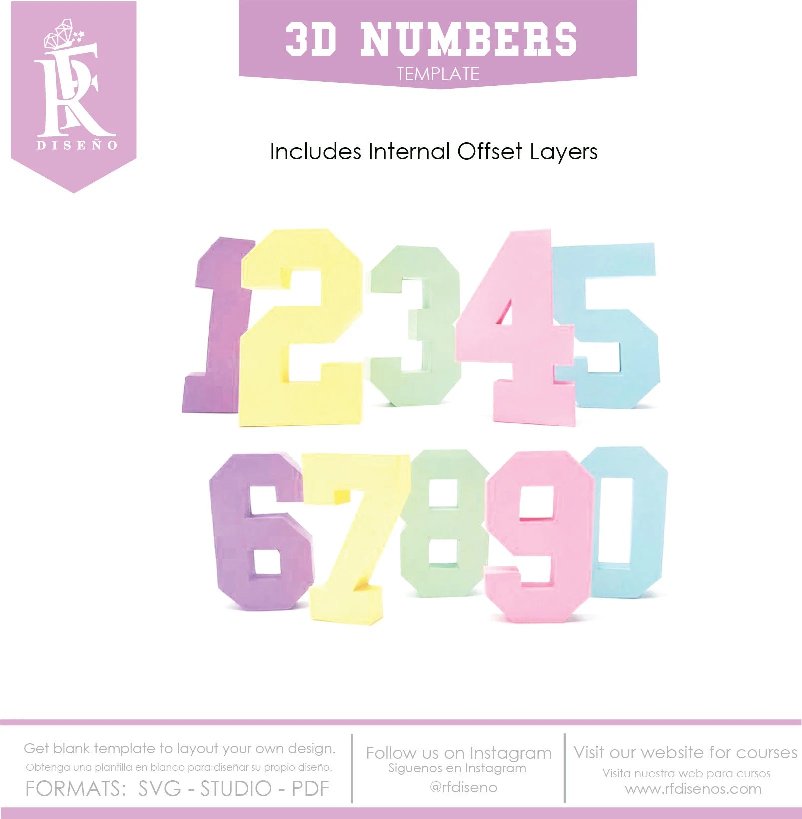 3D NUMBER PAPERCRAFT – RF Diseno LLC